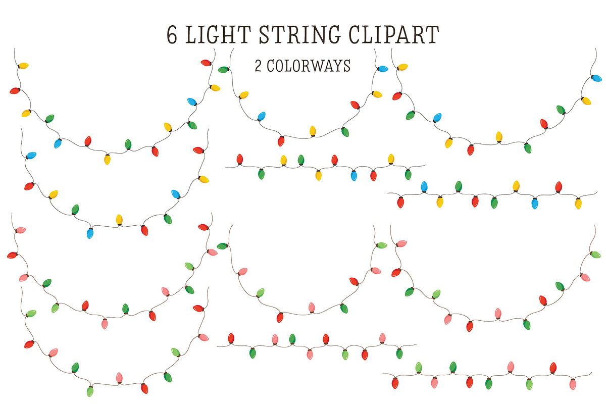 Christmas String Lights Clipart Pack, a Pattern Graphic by PATTERNS etc.