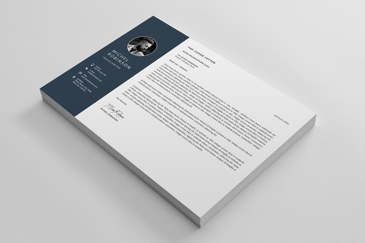 Landscape Resume/CV Template, a Resume Template by Designs Bird