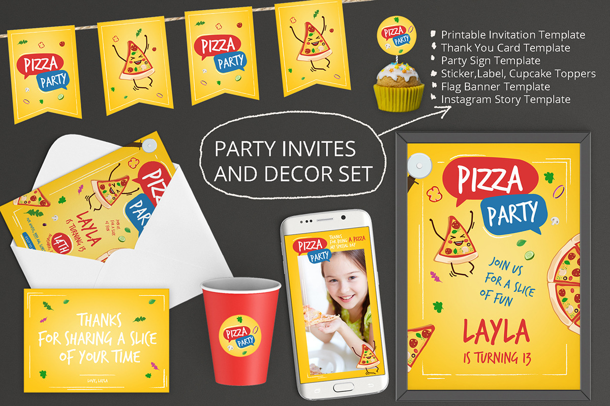 Party Invites and Decor Set Template, an Invitation Template by El-Studio