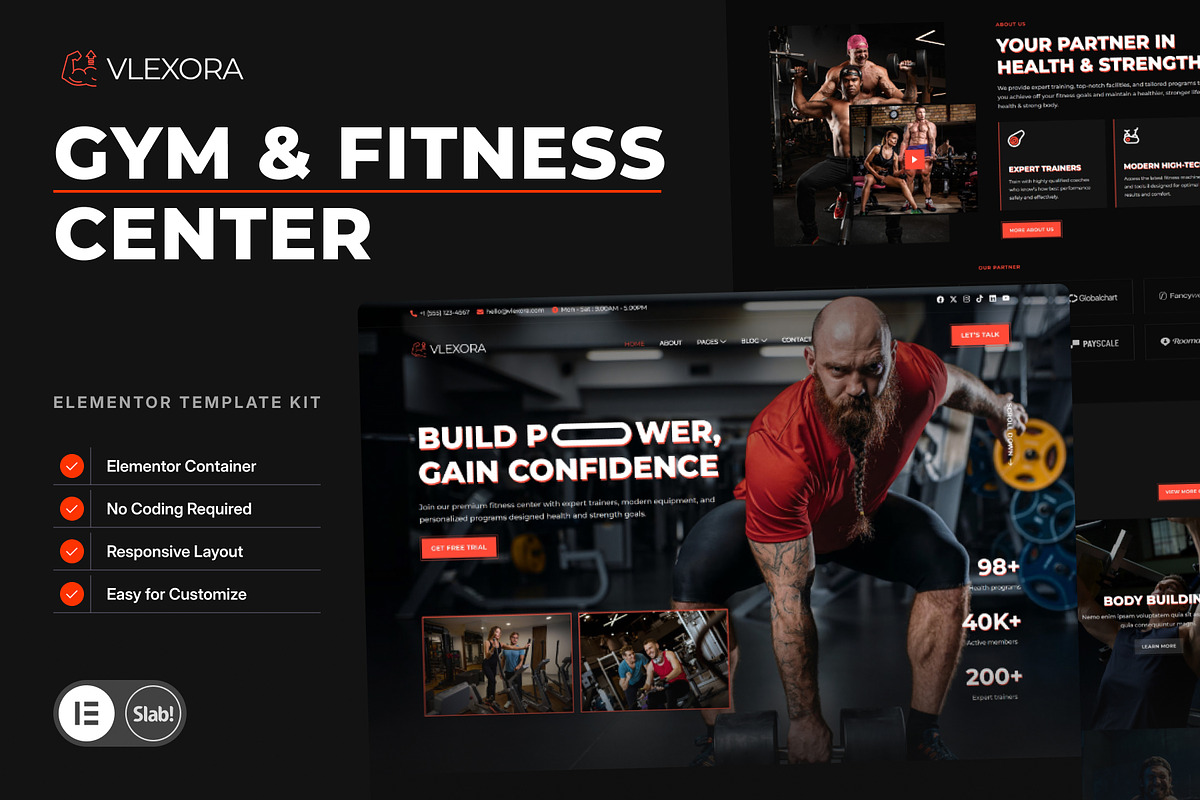 Vlexora - Gym & Fitness Center, a WordPress Template by SLAB! Design
