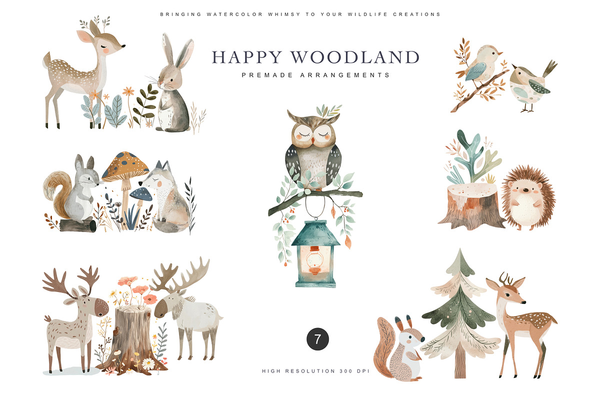 watercolor woodland animal clipart, an Animal Illustration by Pink ...