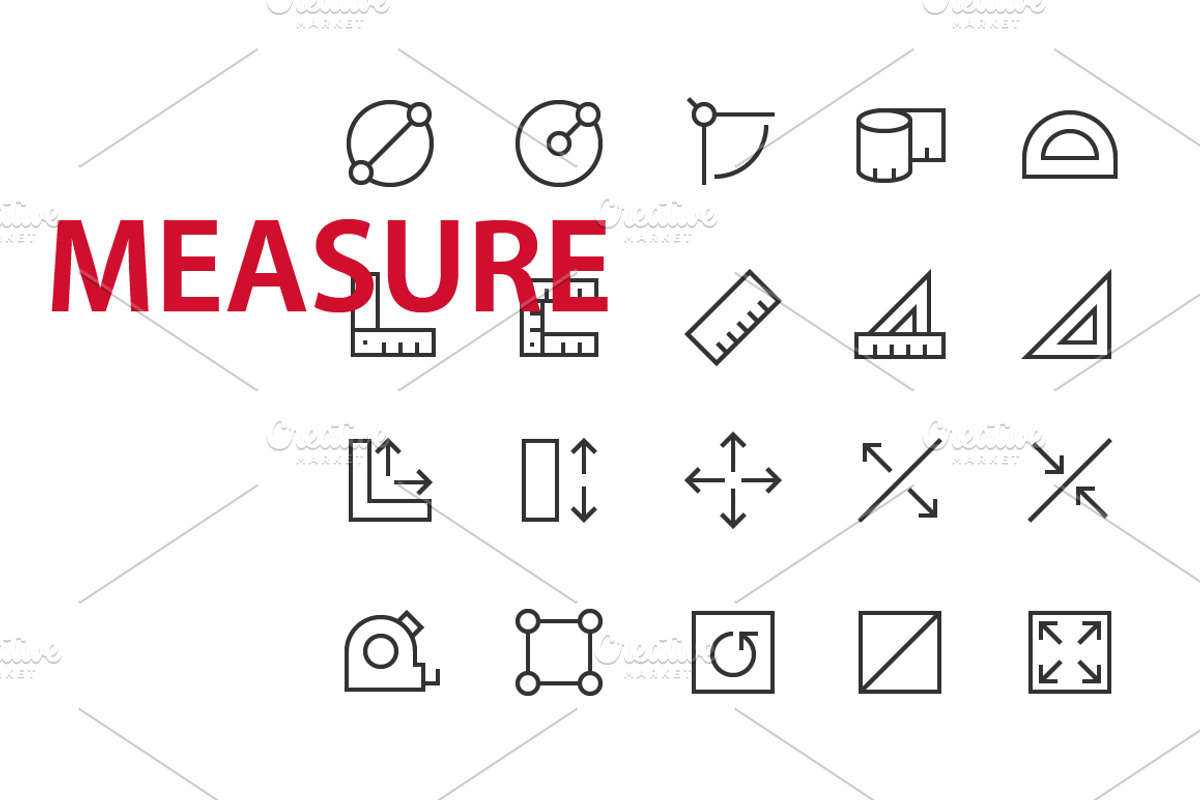 20 Measure UI icons, an Outline Icon by Palau
