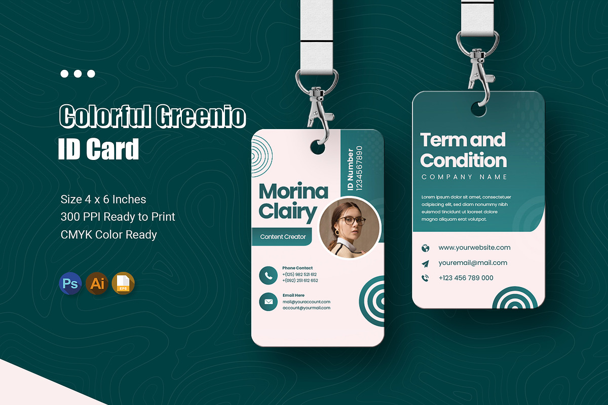 Colorful Greenio ID Card, a Card Template by Esensifiksi.studio
