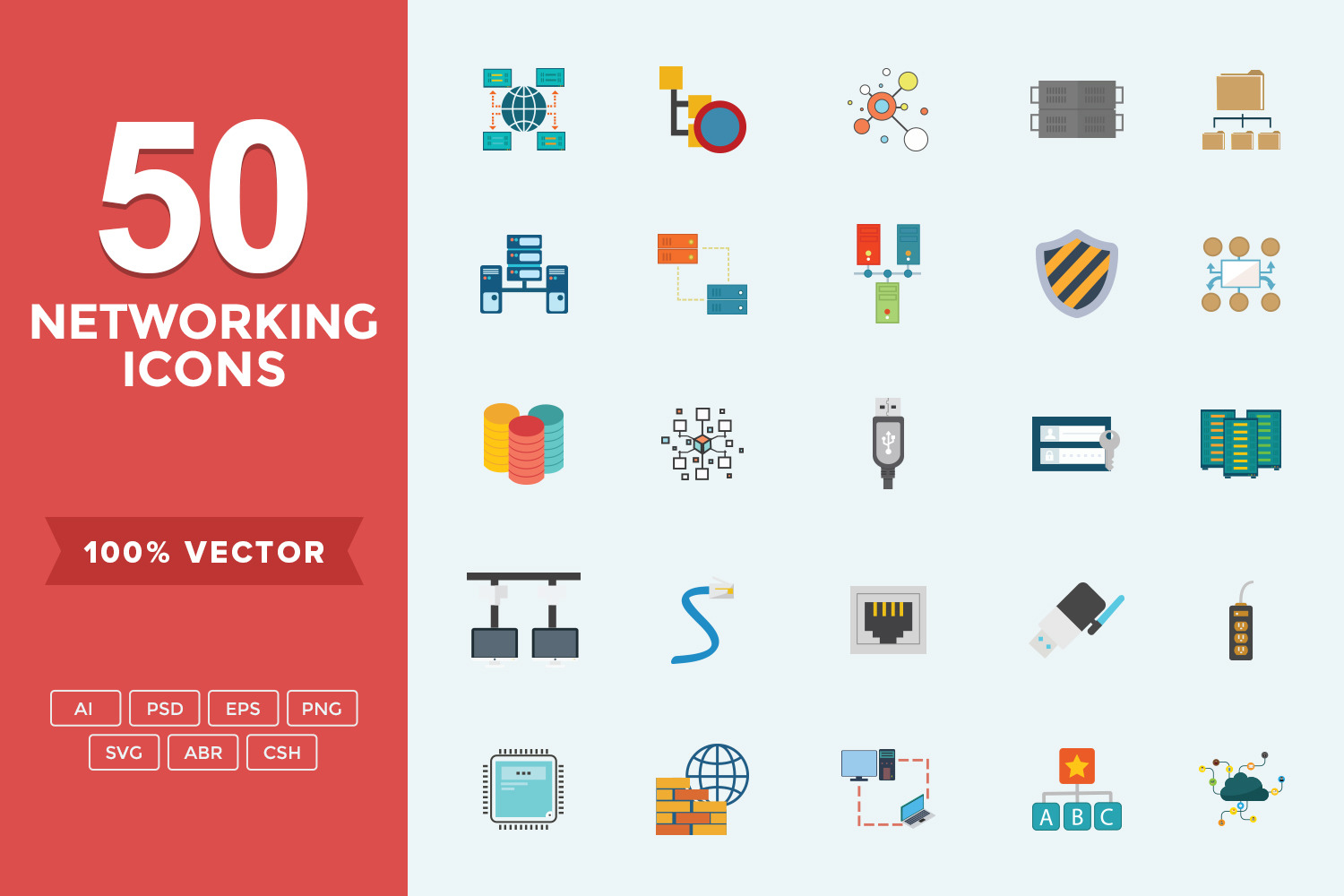 Flat Icons Networking Set, a Solid Icon by Jumbo Icons