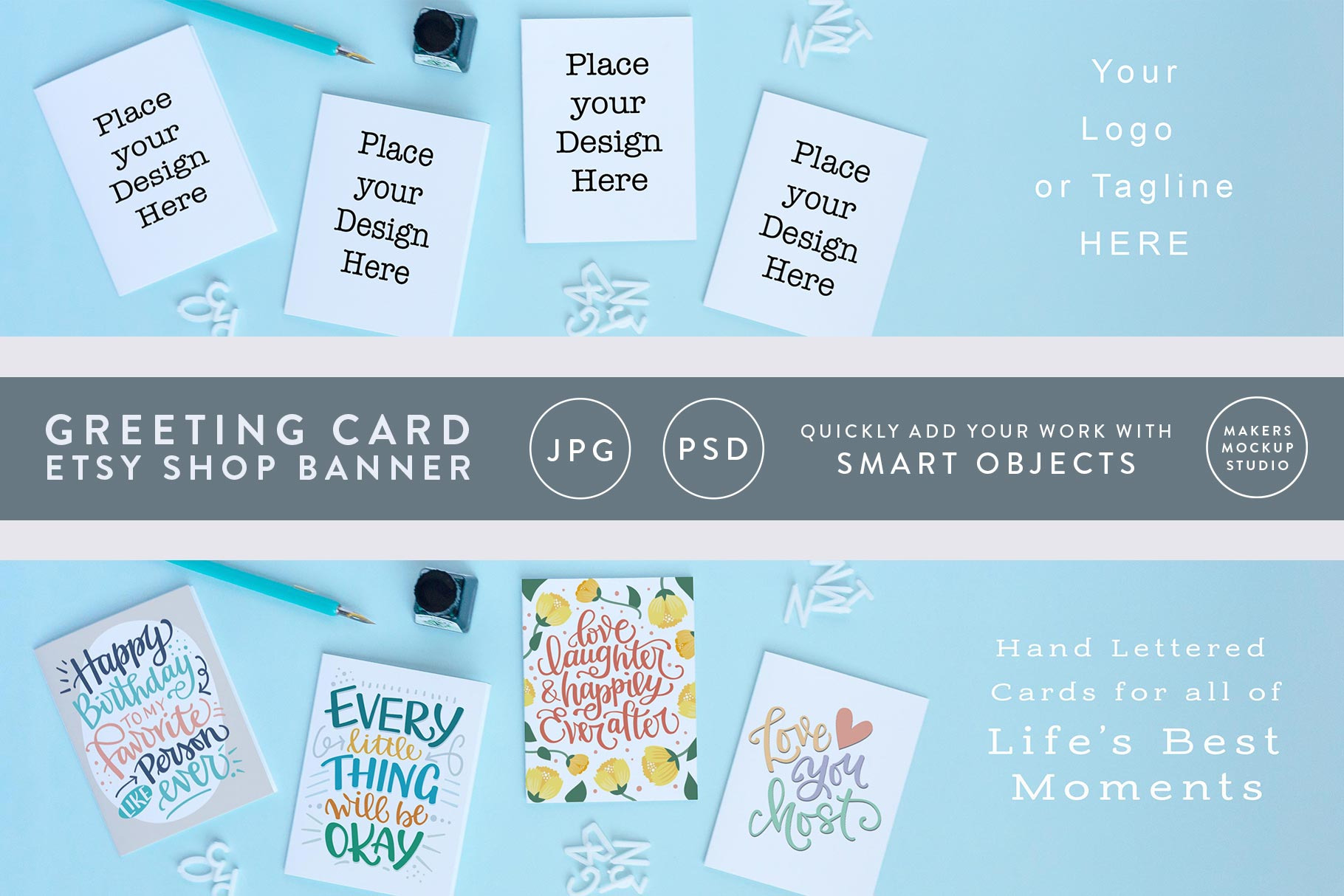 Greeting Card Etsy Shop Banner, a Product Mockup by Makers Mockup ...
