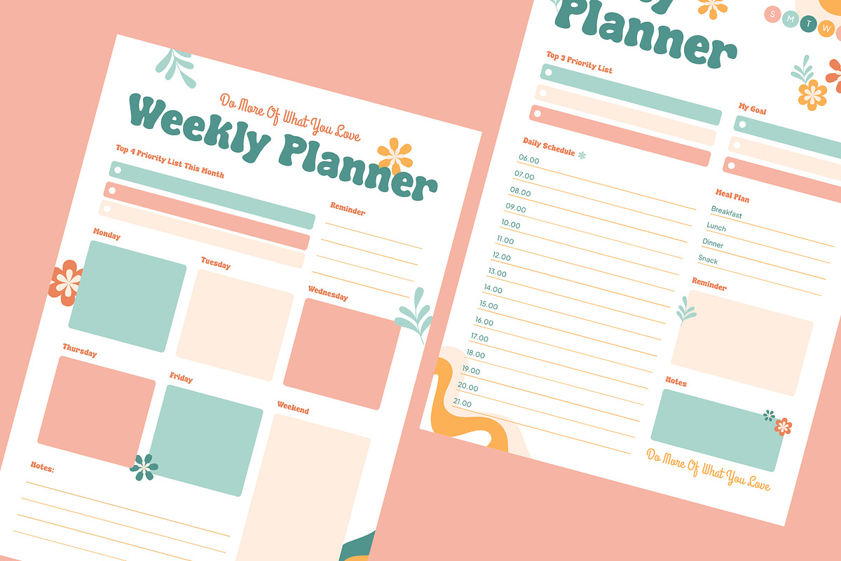 Colorful Daily & Weekly Planner, a Stationery Template by Neermana
