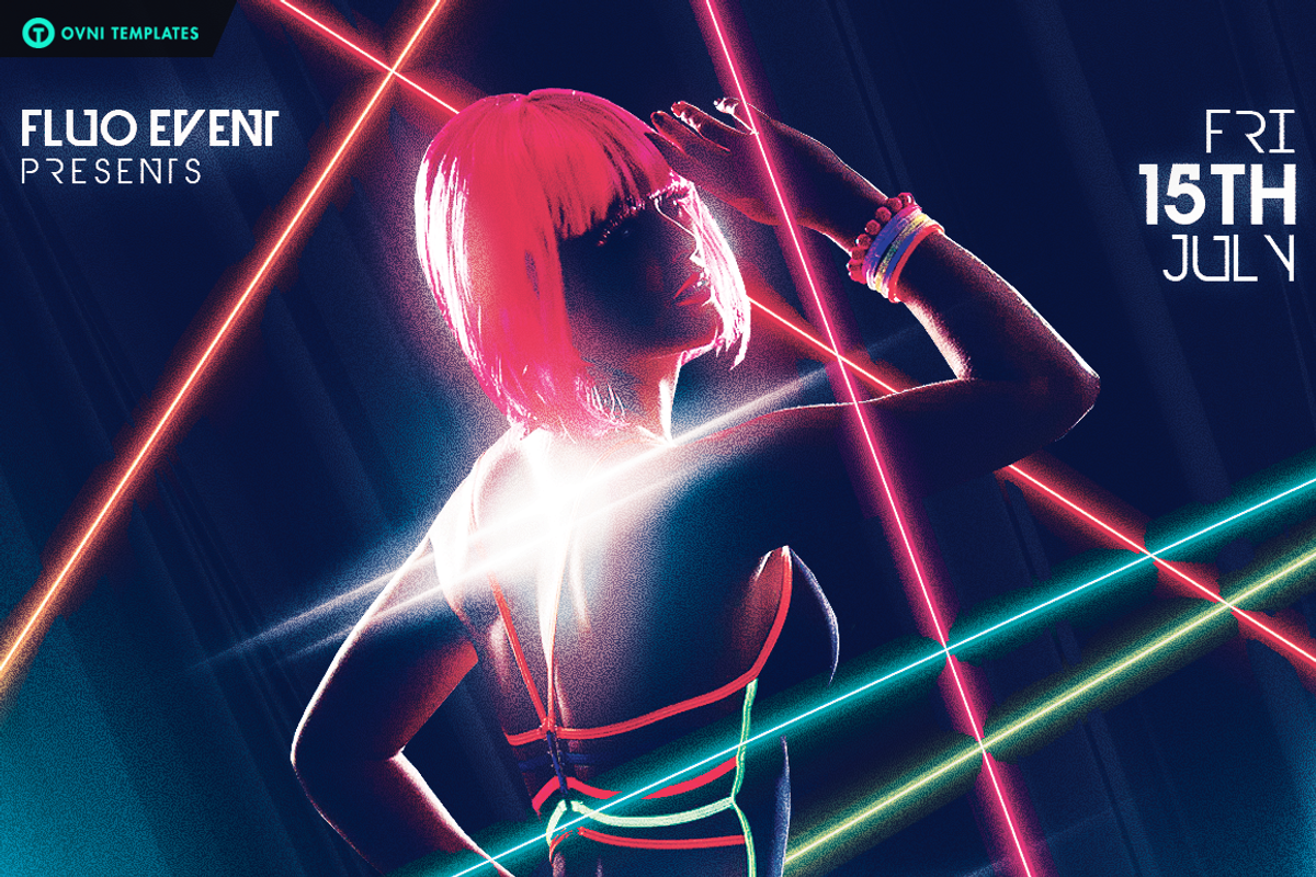 NEON Flyer Template, a Flyer Template by OVNI-TEMPLATES
