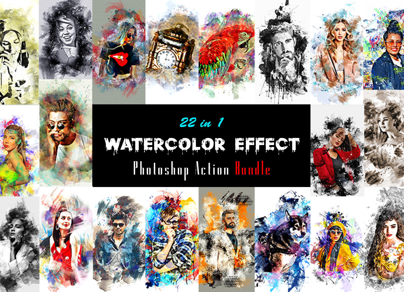 Watercolor Effect Photoshop Action B, an Action Add-On by Studio Retouch