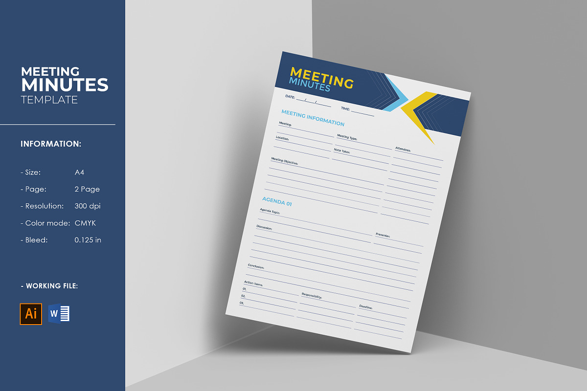 Meeting Minutes, Meeting Tracker, a Stationery Template by Template Shop