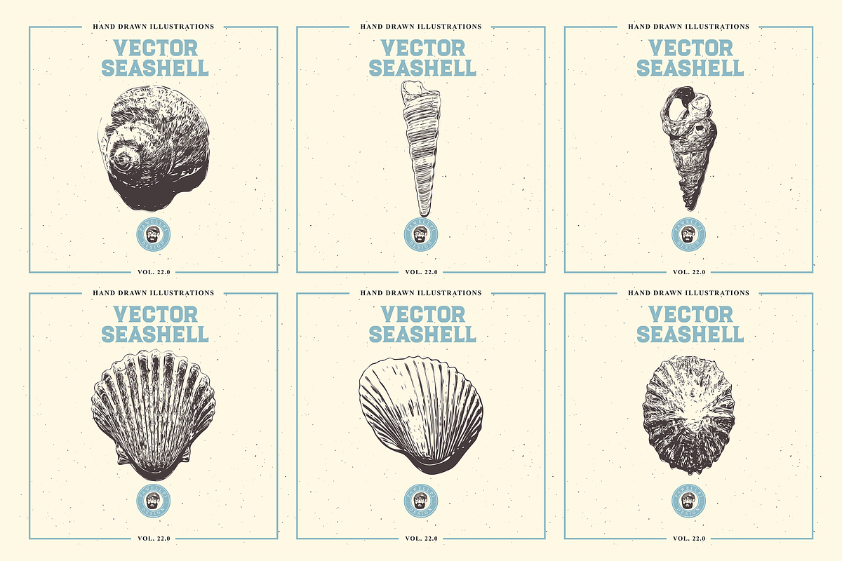 VECTOR SEASHELL HAND DRAWN BUNDLE 22, an Illustration by pawellpi