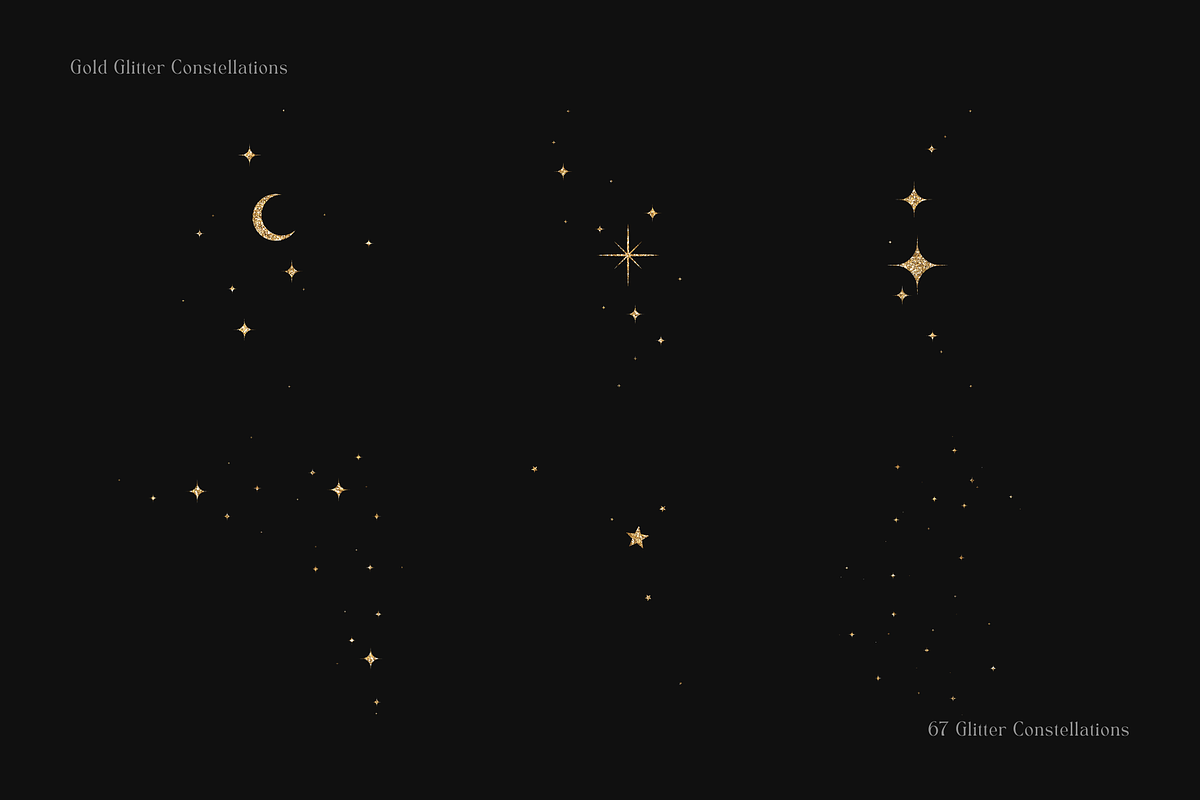 67 Gold Glitter Constellations