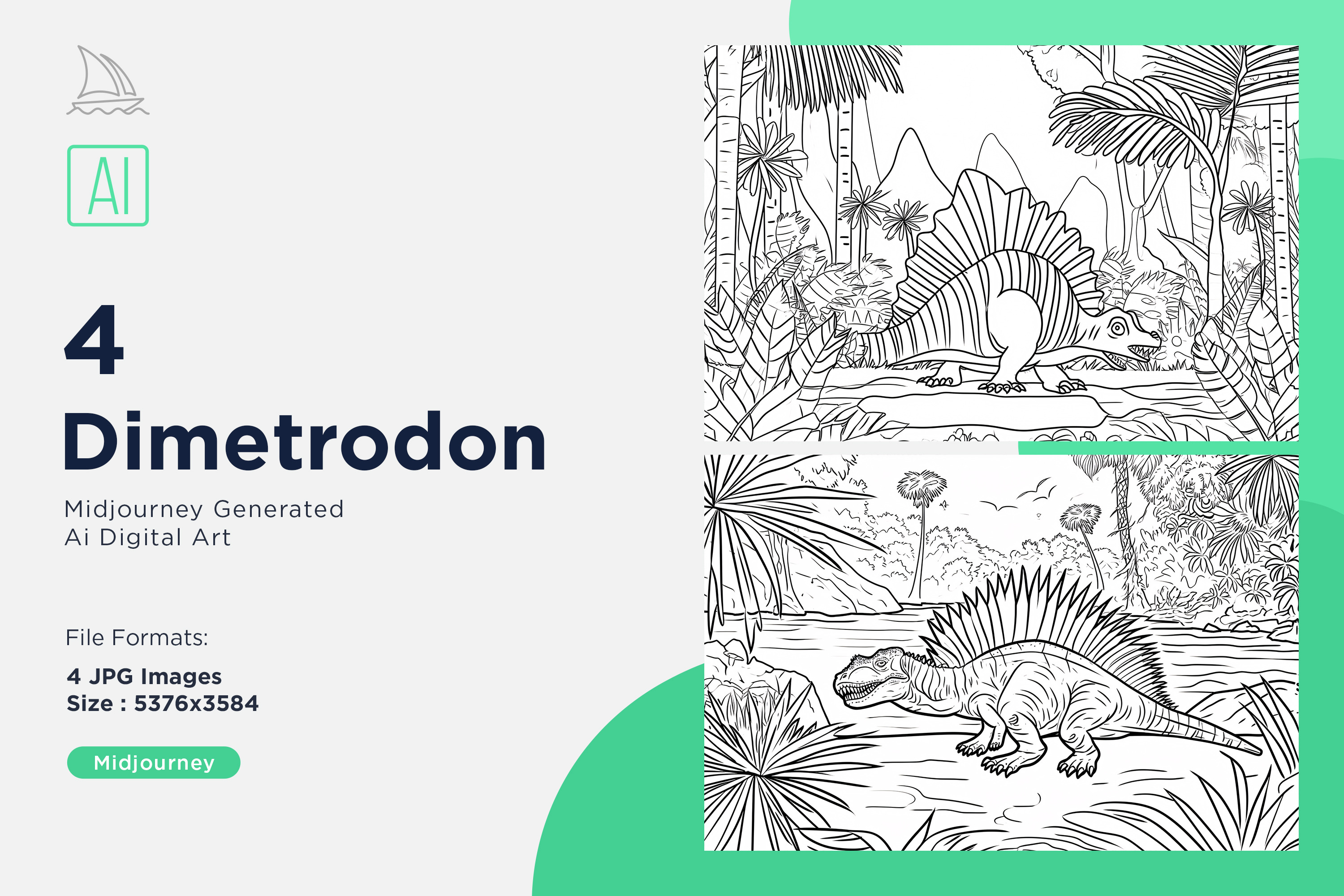 Dimetrodon Dinosaur Coloring Pages, an Animal Illustration by shahsoft