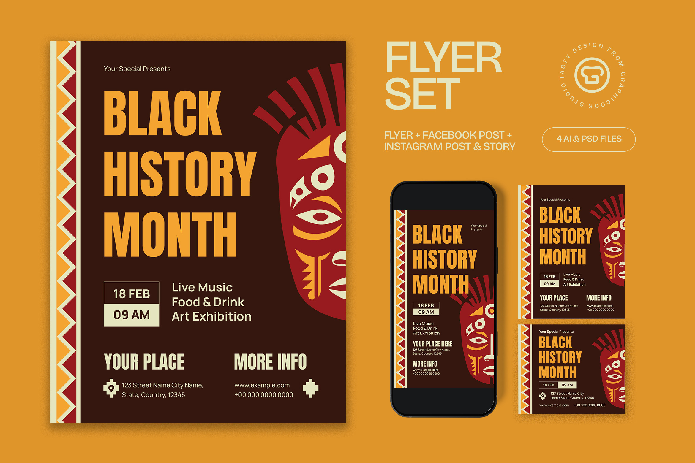 Black History Month Flyer, a Flyer Template by graphicook