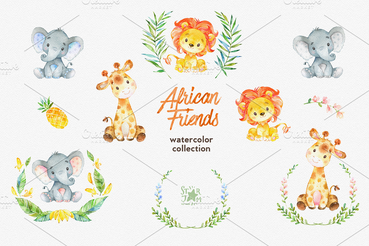 African Friends. Safari Collection, an Animal Illustration by StarJam ...