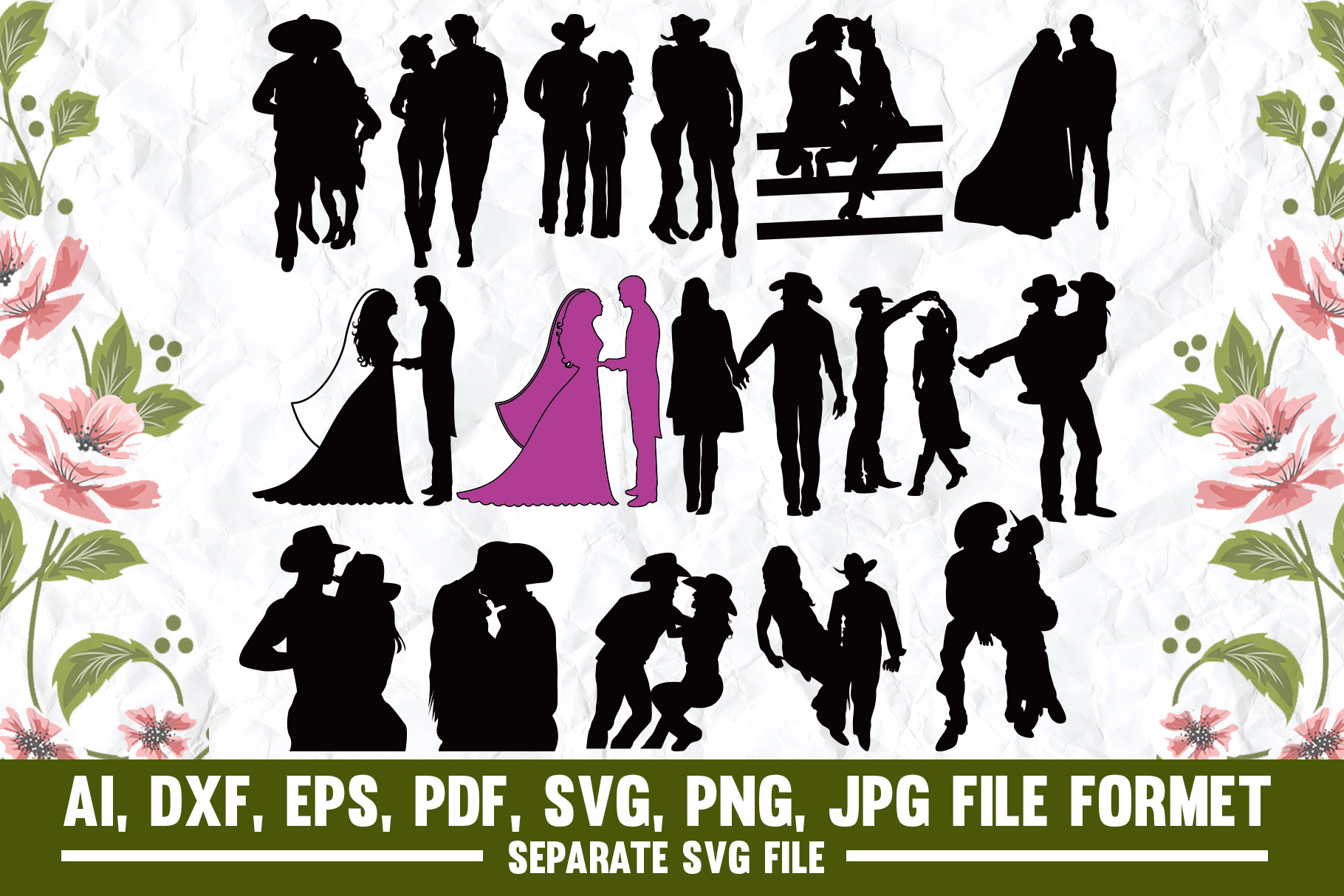 cowboy couple svg, western png, an Object Graphic by ...