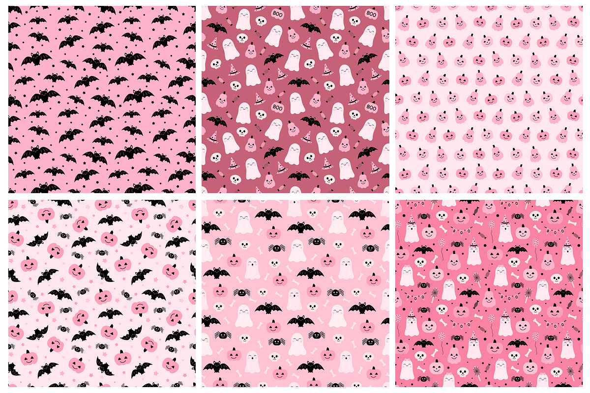 Cute pink Halloween digital paper, a Pattern Graphic by IrinaShishkova