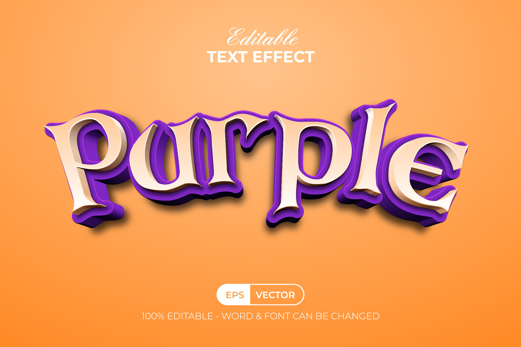 Purple 3d Text Effect Curved Style Layer Styles ~ Creative Market 