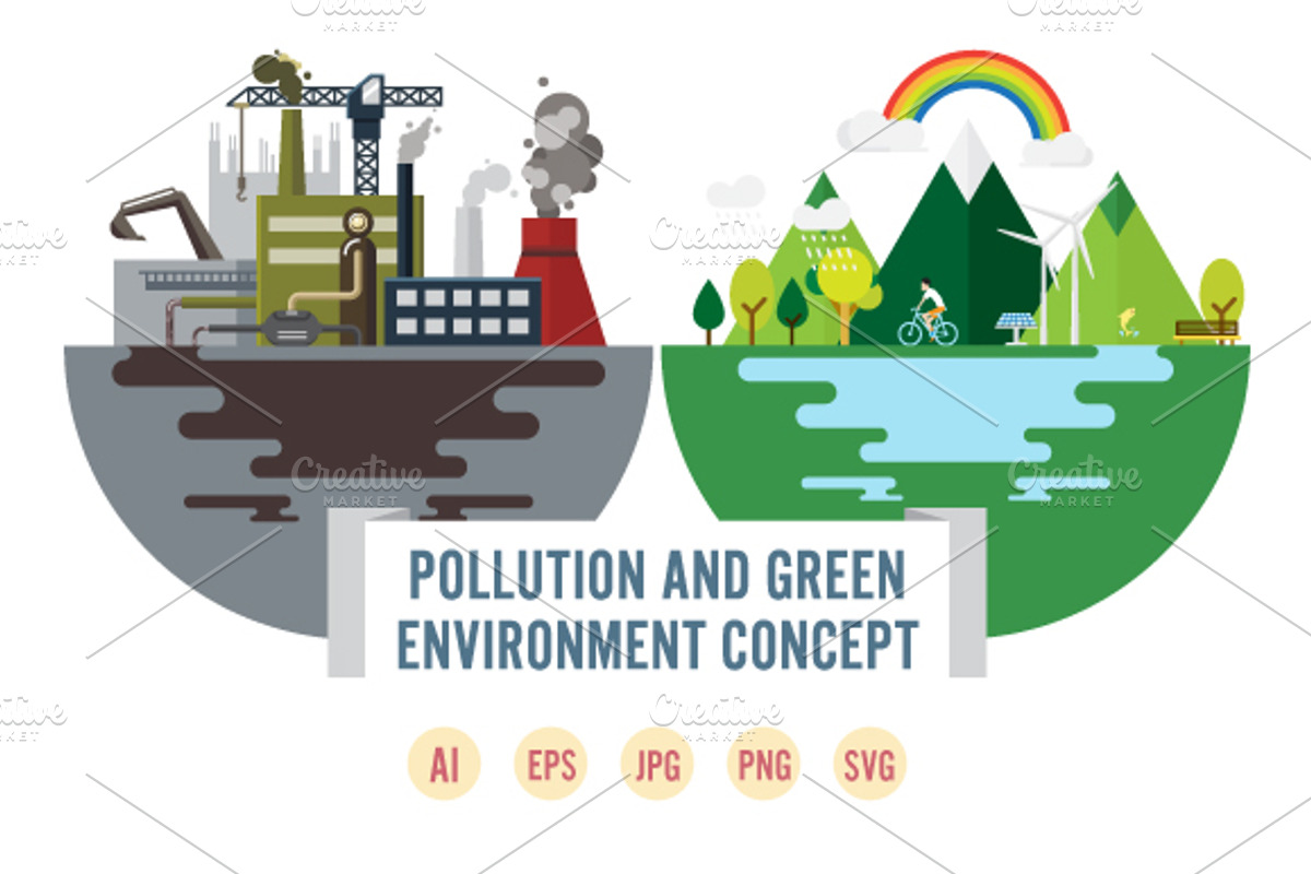 Pollution and Green Environment, an Illustration by 329 CreativeWave