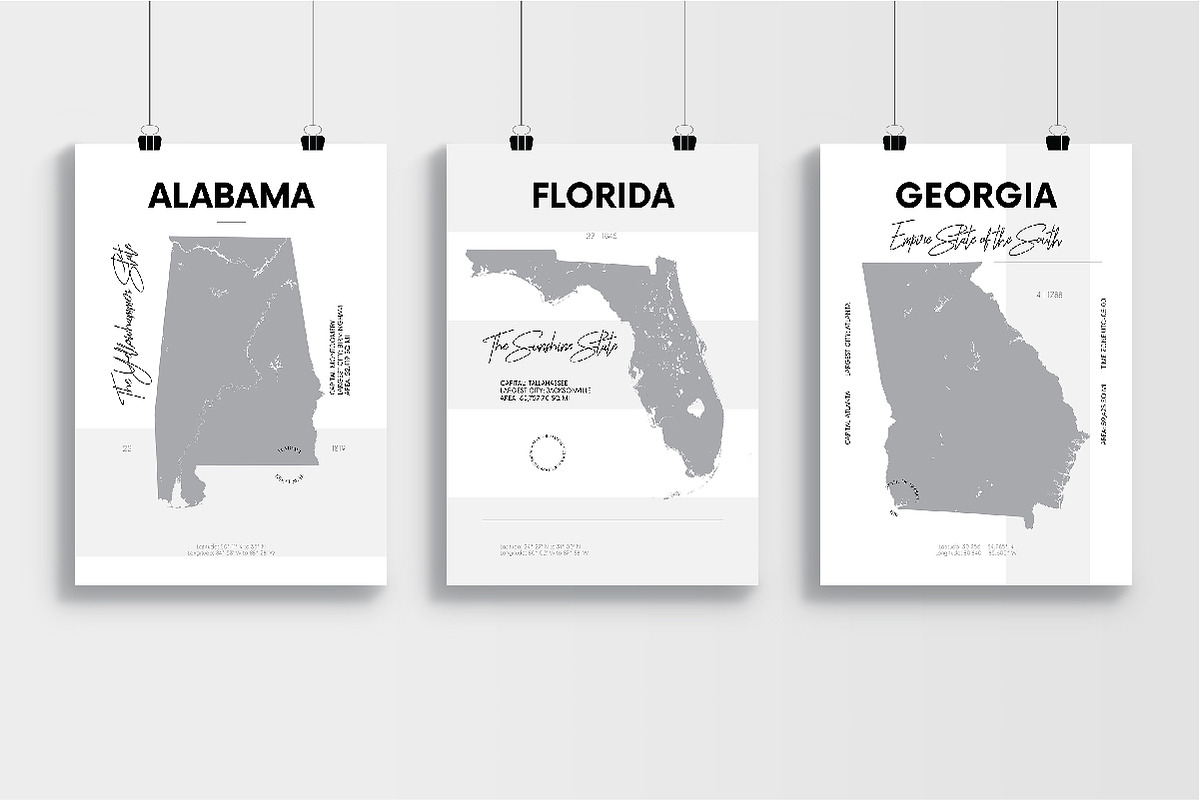 U.S. State Maps | Poster set 2, an Illustration by MaximGertsen