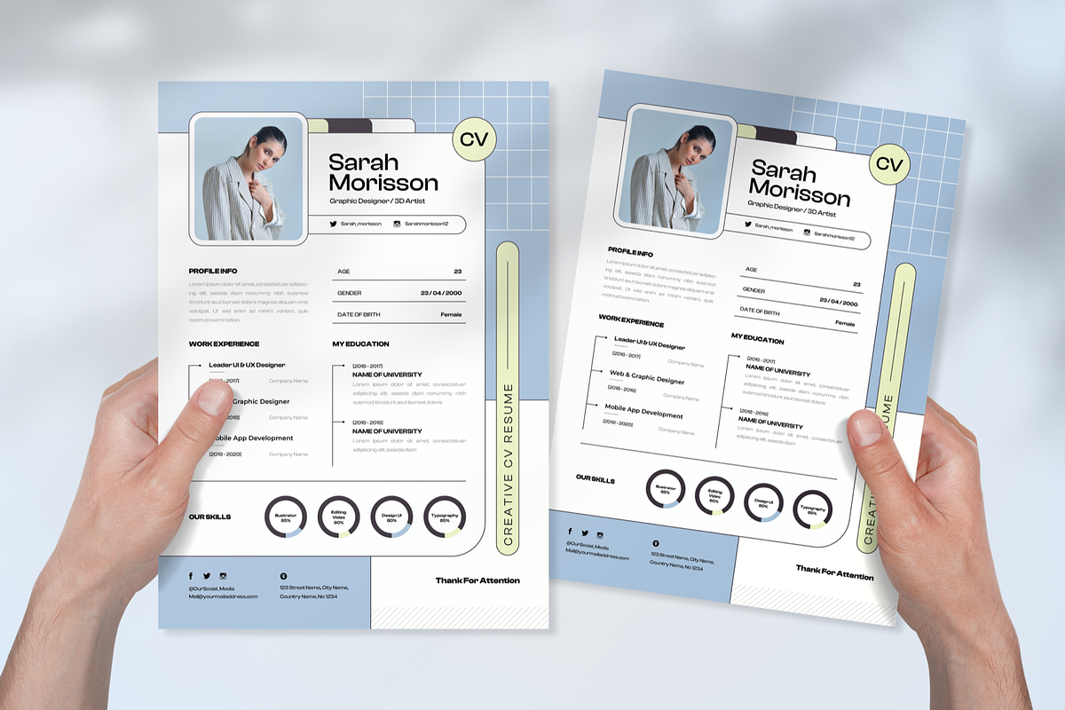 Pop Graphic Designer CV Resume, a Resume Template by SquidPixey