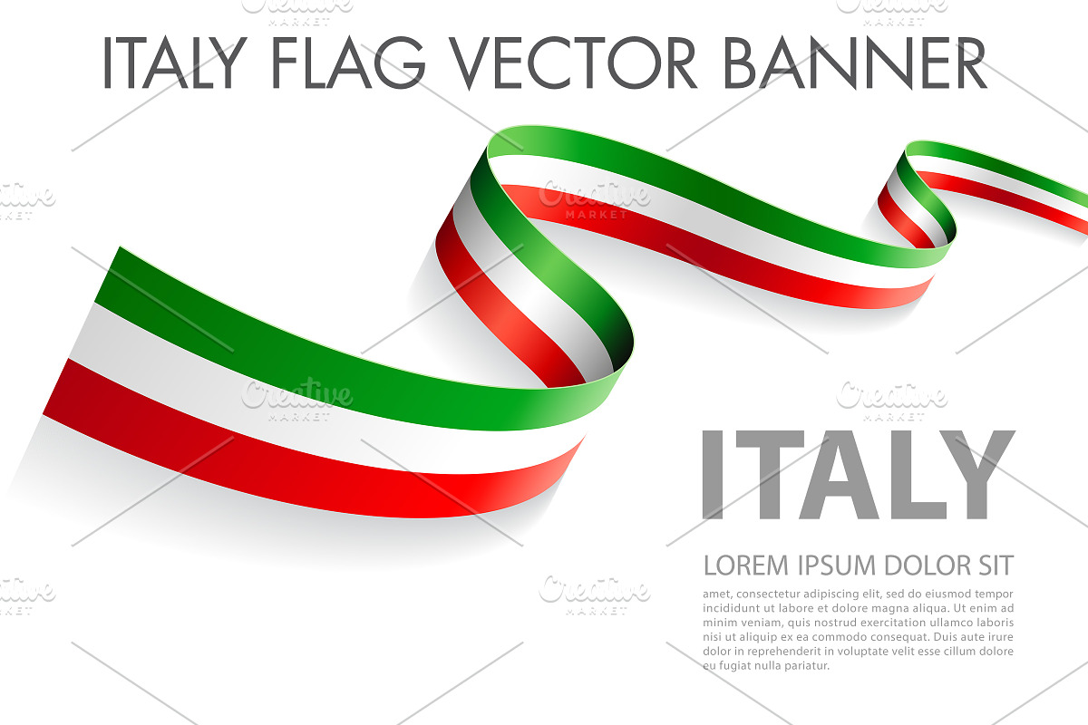 Vector ITALY flag ribbon, an Illustration by Pingebat