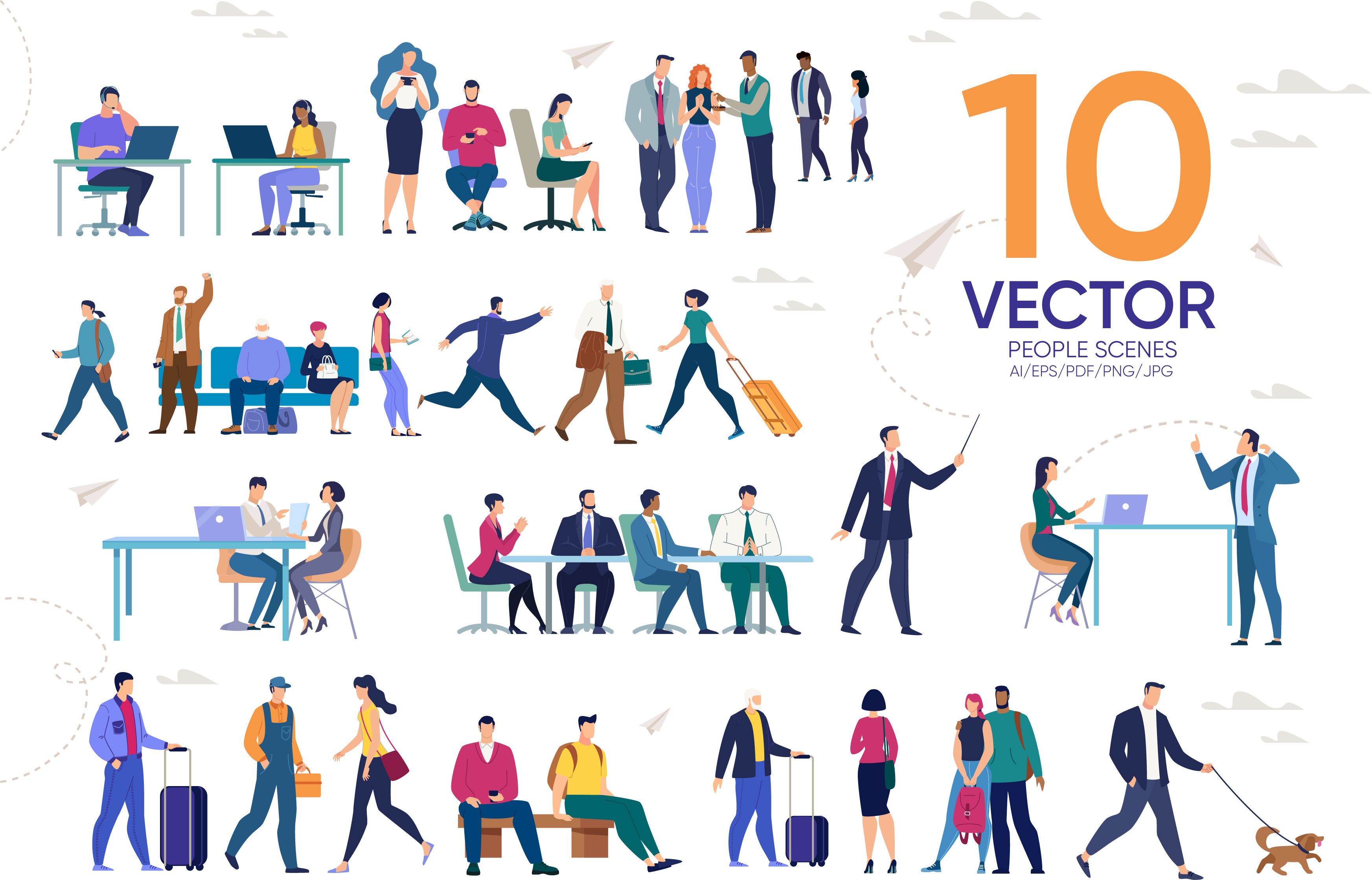 People Scenes Flat Collection, a Person Illustration by Tera Vector
