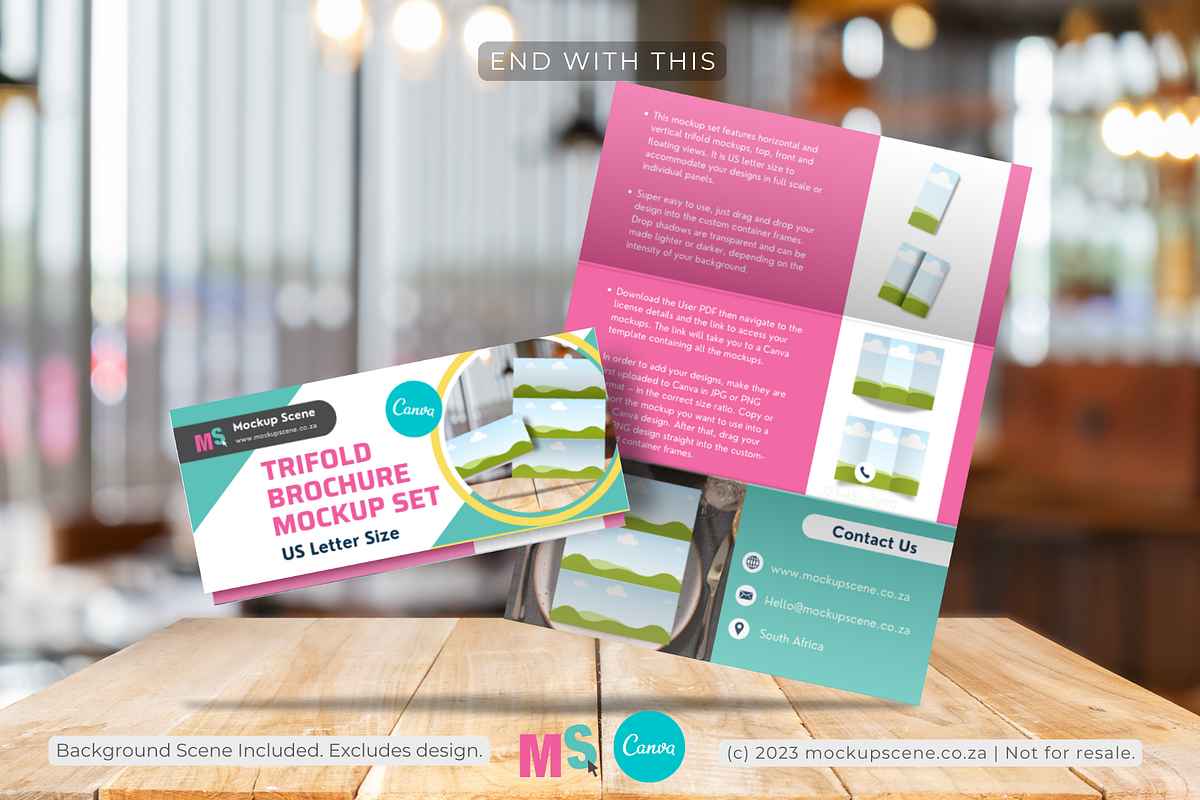Trifold Pamphlet Mockup for Canva, a Mockup by Mockup Scene