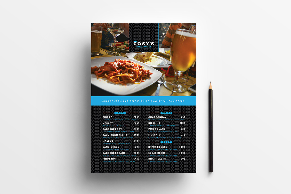 A4 Restaurant Menu Template, a Stationery Template by BrandPacks