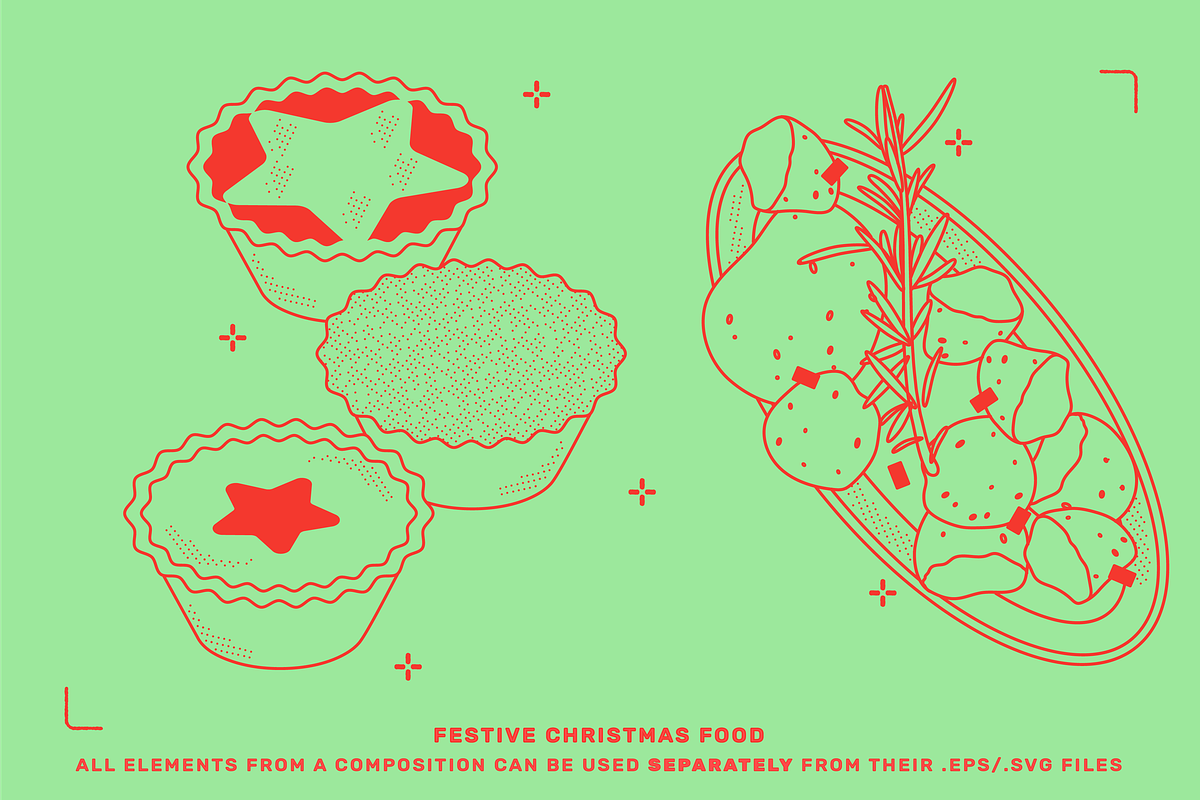 Christmas Food Vector Illustrations, a Food Illustration by GemPortella