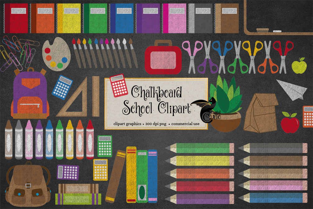 Chalkboard School Clip Art, an Education Illustration by Digital Curio