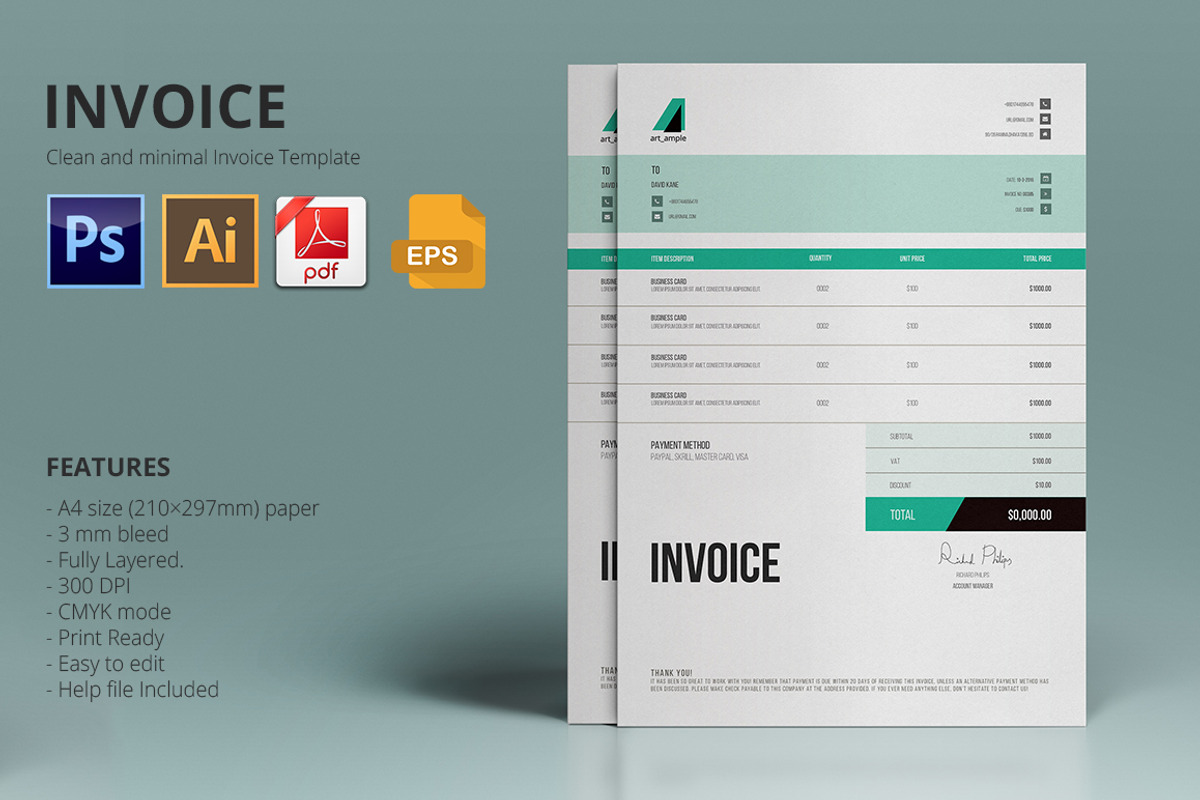 Invoice/bill, a Stationery Template by art_ample