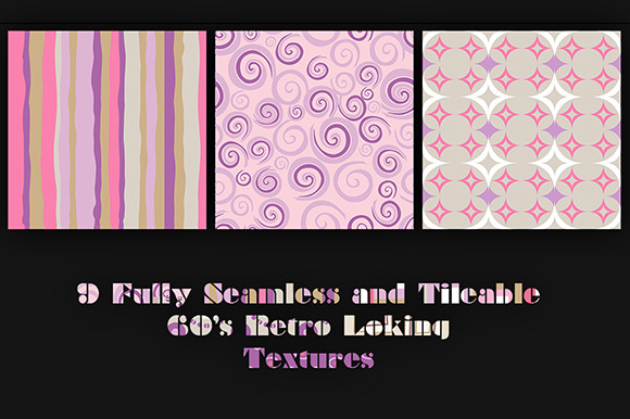 9 Seamless Retro 60's Patterns, a Texture Graphic by FourLeafLover