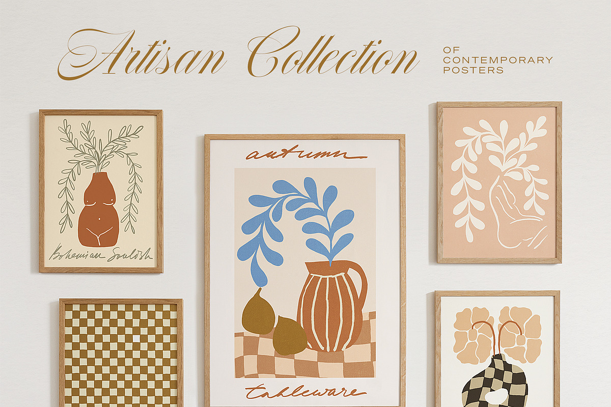 GALLERY WALL ART BOHO POSTER SET, a Decorative Illustration by Ayya Studio