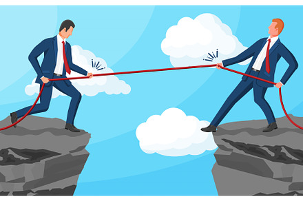 Businessman Pull of Rope, a Person Illustration by Abscent