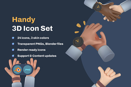 Cartoon Hand 3D set icon, a Characters & Person 3D Model by elizazdra