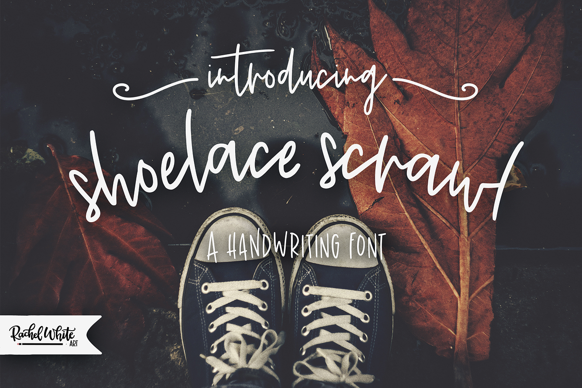 Shoelace Scrawl, a handwriting font, a Handwritten Font by Rachel White Art