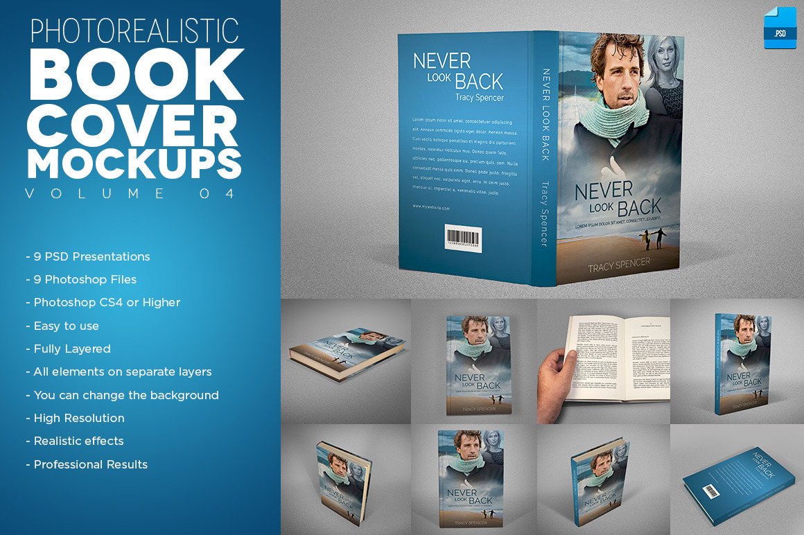 Photorealistic Book Cover Mockups v4, a Print Template by Illusiongraphic