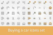 Buying a car icons set, an Outline Icon by Venomous Vector