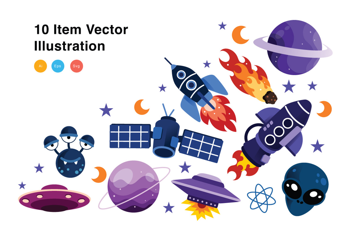 Space Objects Vector Illustration