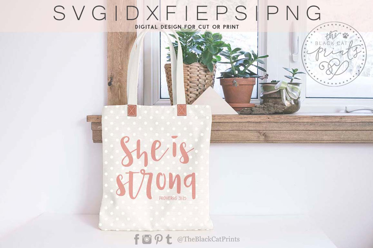 She is strong SVG DXF EPS PNG, an Illustration by TheBlackCatPrints