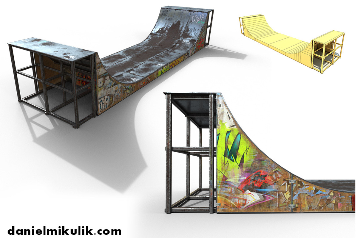 Huge Skate Pipe PBR Textures, an Environmental 3D Model by Daniel Mikulik
