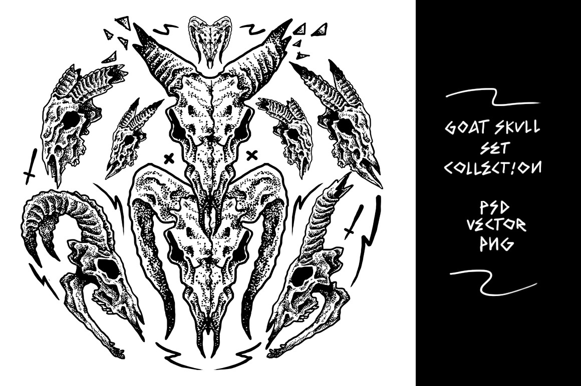 Goat skull Set - Collection, an Animal Illustration by Design by ...