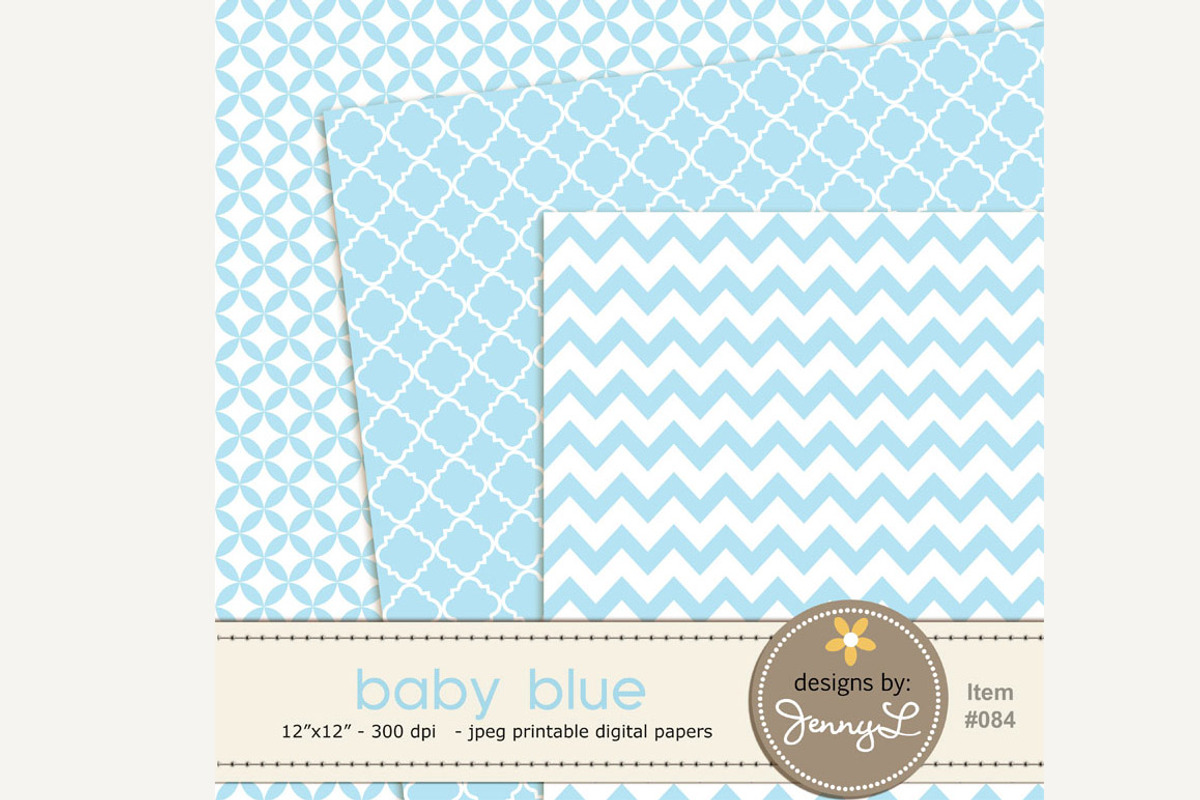 Baby Blue Digital Paper, a Pattern Graphic by JennyL Designs