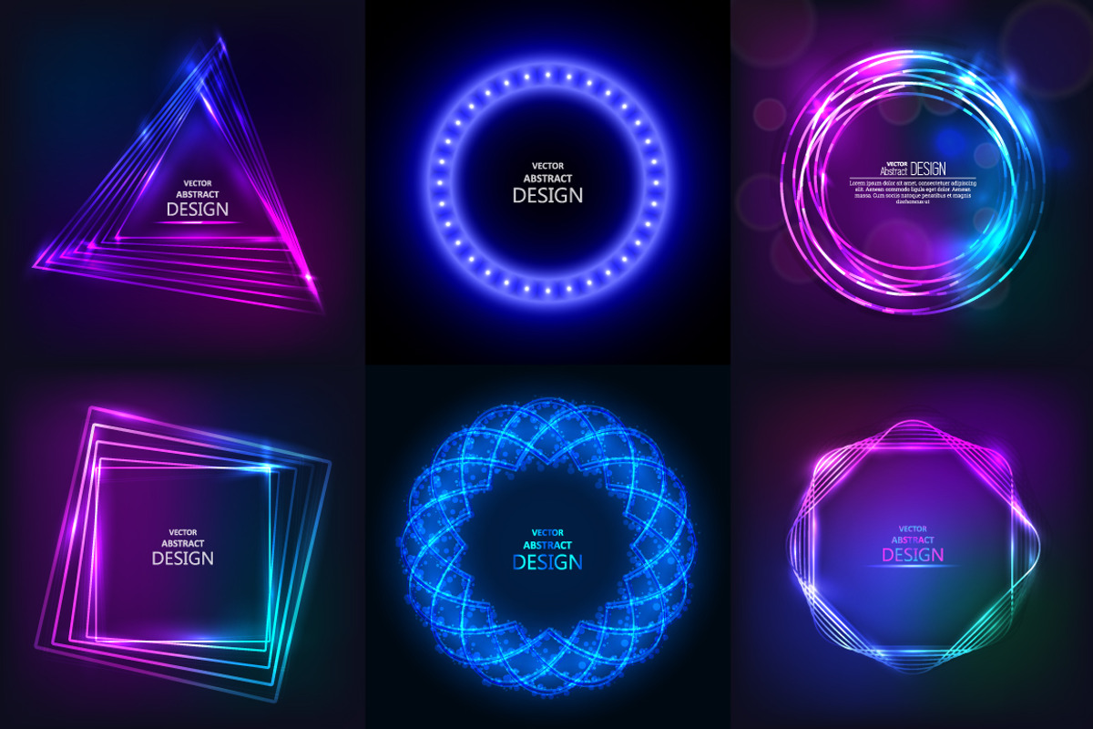 Set of sparkling neon banners, a Decorative Illustration by pattern shop