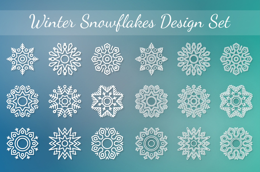 Winter Snowflakes Backgrounds Set, a Decorative Illustration by Vectorikart