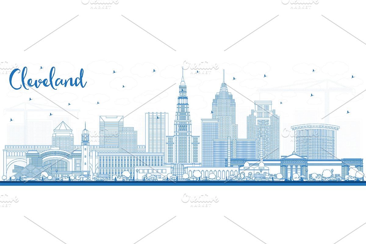 Outline Cleveland Ohio City Skyline