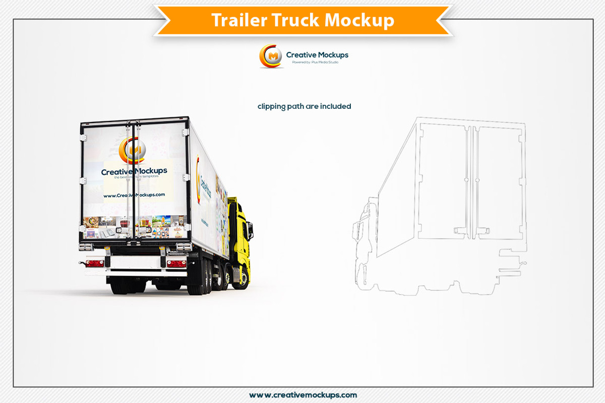 Trailer Truck Mockup, a Cups & Container Mockup by Plus Media