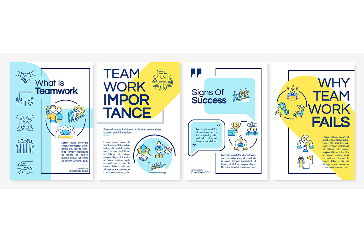 Teamwork blue and yellow brochure | Brochure Templates ~ Creative Market