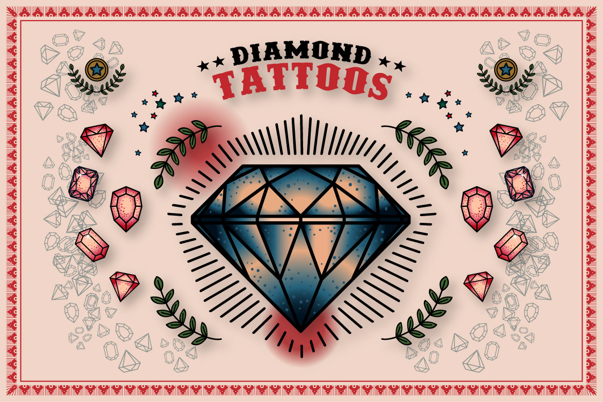 Diamond Tattoos Vector Pack, a Decorative Illustration by Vector Clash