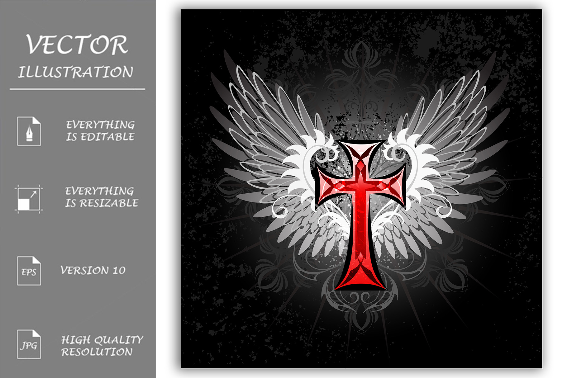 Red Cross with Wings | Texture Illustrations ~ Creative Market